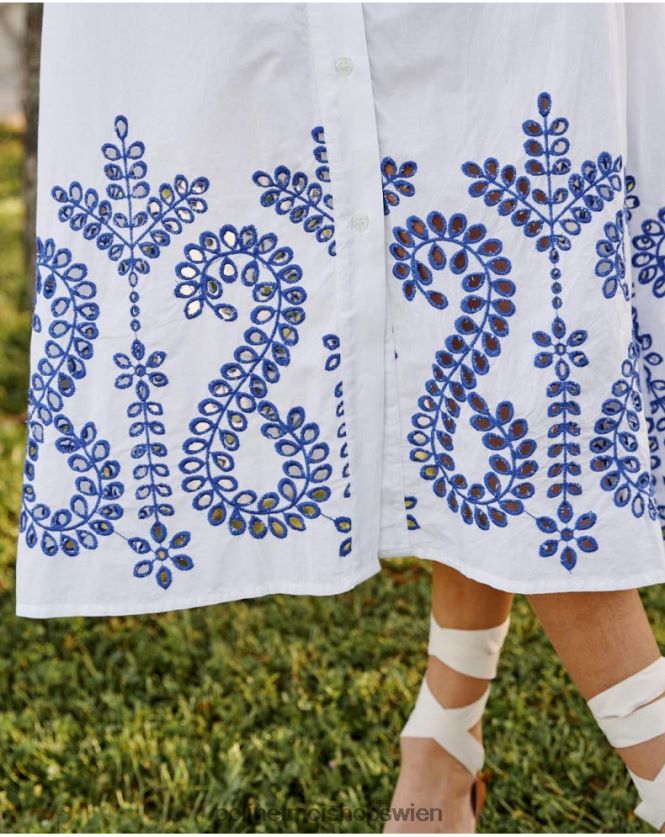 Kleid mit Tila-Stickerei Weiß Polin et moi Kleidung AVB8N8100 ...